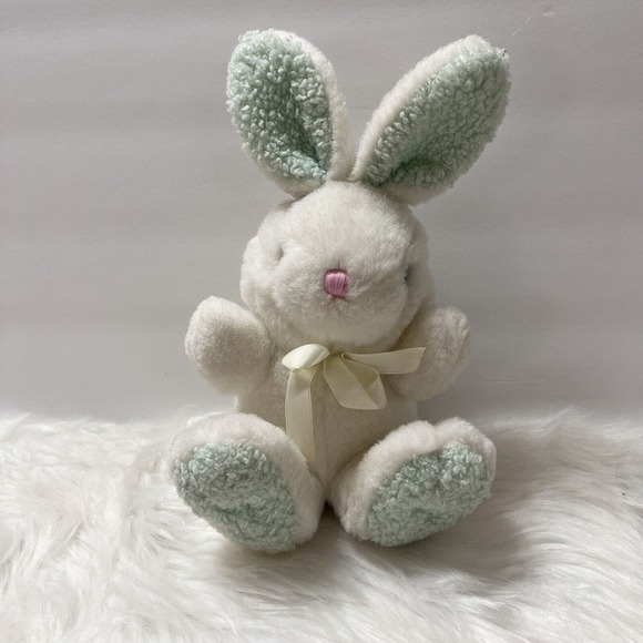 Unknown | Toys | Vintage White Mint Green Ears Feet Easter Bunny Plush ...